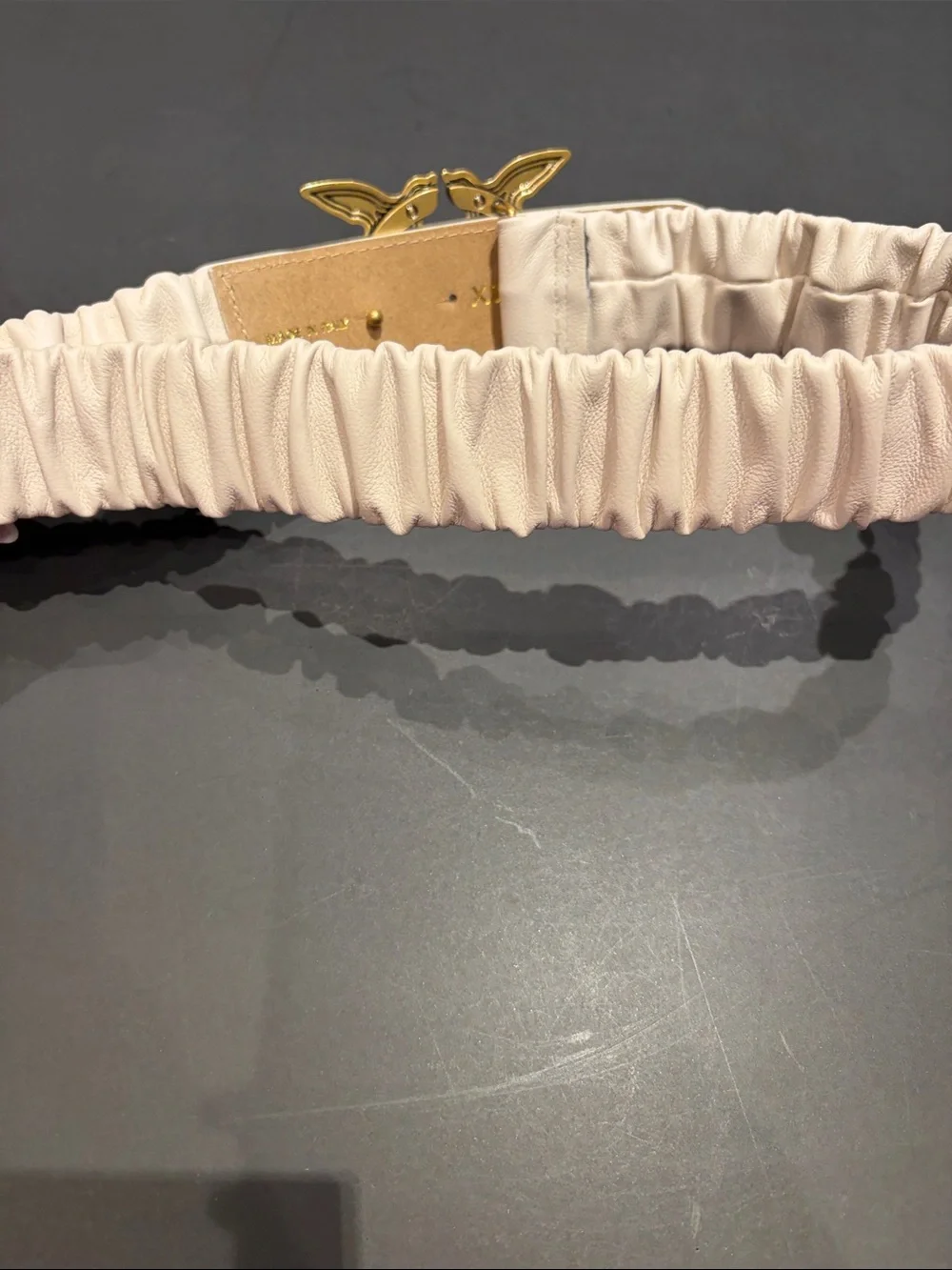 Pinko | Accessories | Pinko Cream Elastic Belt With Gold Bird Buckle ...